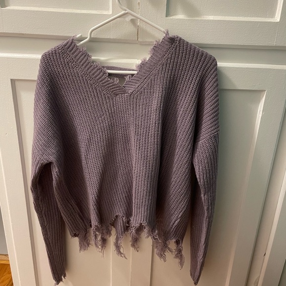Sweaters | Lavender Destroyed Sweater Super Cute With Frayed Material ...